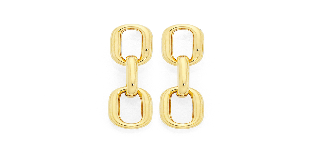 9ct Gold Triple Oval Drop Stud Earrings | Goldmark (AU)