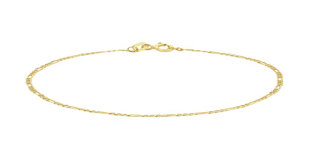 9ct Gold Two Tone 19cm Solid Figaro 3+1 Bracelet | Goldmark (AU)