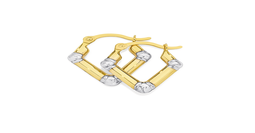 9ct Gold Two Tone 8mm V-shape Hoop Earrings | Goldmark (AU)