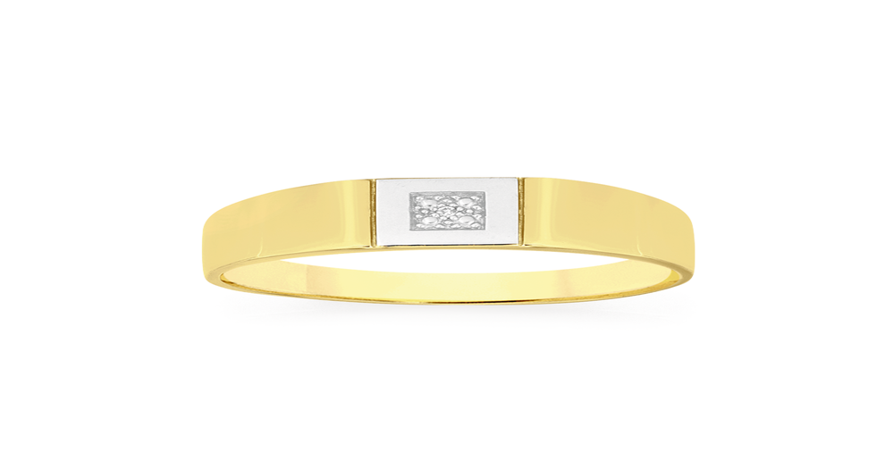 9ct Gold Two Tone Diamond Men's Dress Ring | Goldmark (AU)