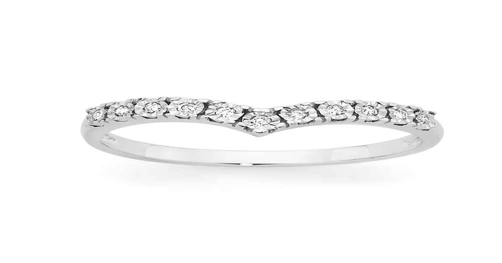 9ct White Gold Diamond "v" Shape Band | Goldmark (AU)