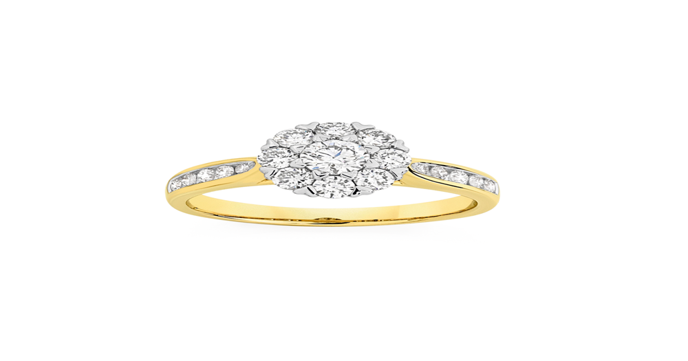 Alora 10ct Gold Lab Grown Diamond Cluster Flower Ring | Goldmark (AU)