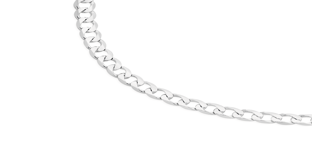 Silver 55cm Flat Dia Cut Curb Chain | Goldmark (AU)
