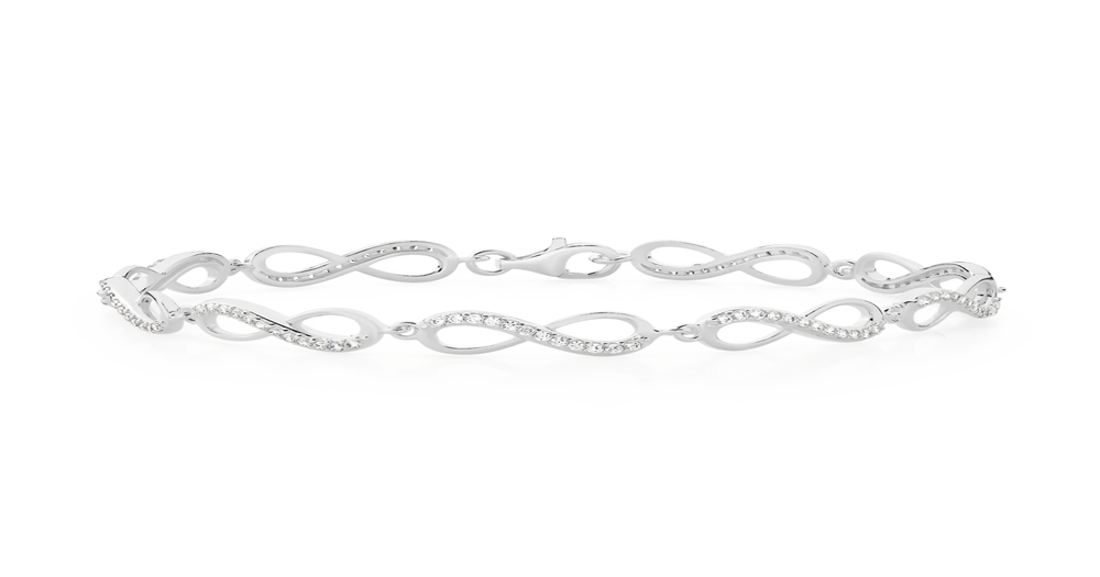 Silver Cz 19cm Infinity Link Bracelet in Clear | Goldmark (AU)
