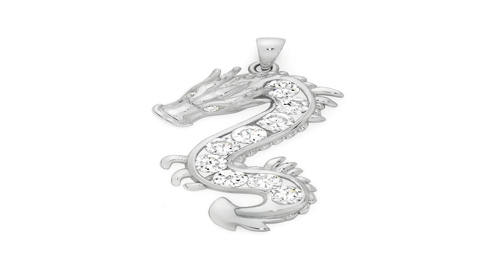 Silver Cz Dragon Pendant in Clear | Goldmark (AU)