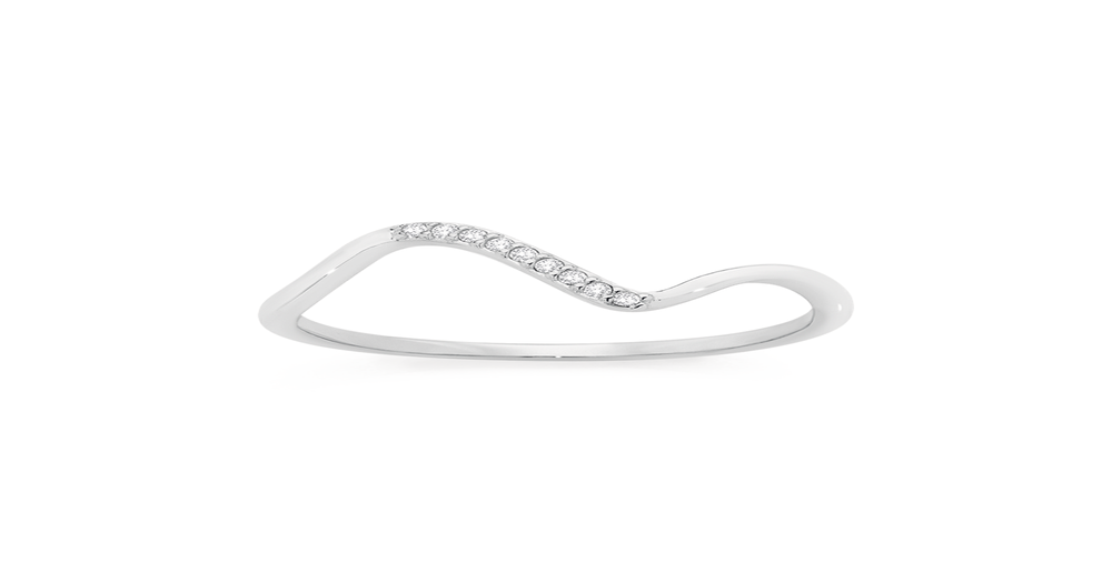 Silver & Cz Set Ripple Ring in White | Goldmark (AU)