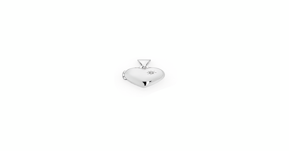 Silver Diamond Star Puff Heart Locket | Goldmark (AU)