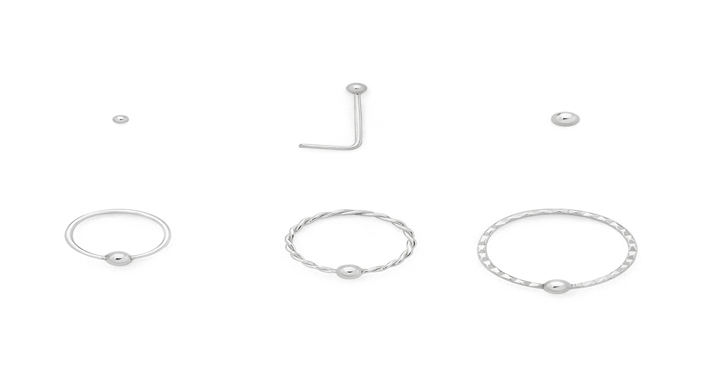 Silver Plain Ball & Nose Stud Set | Goldmark (AU)
