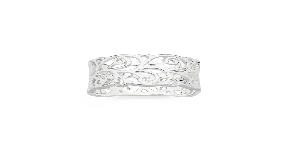 Silver Wide Filigree Ring Size S | Goldmark (AU)