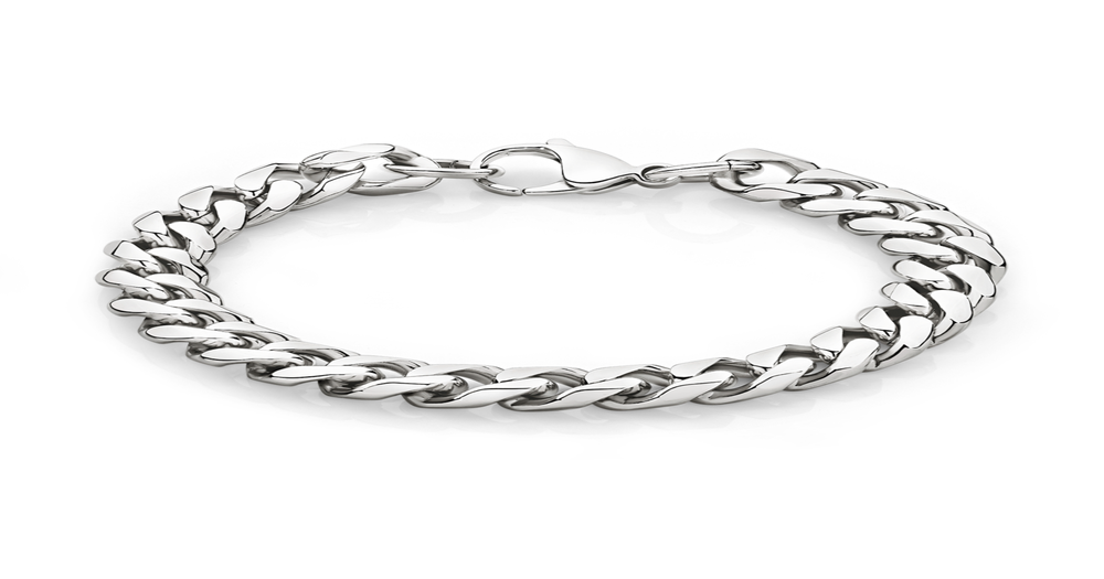 Steel 21cm Bevelled Curb Bracelet | Goldmark (AU)