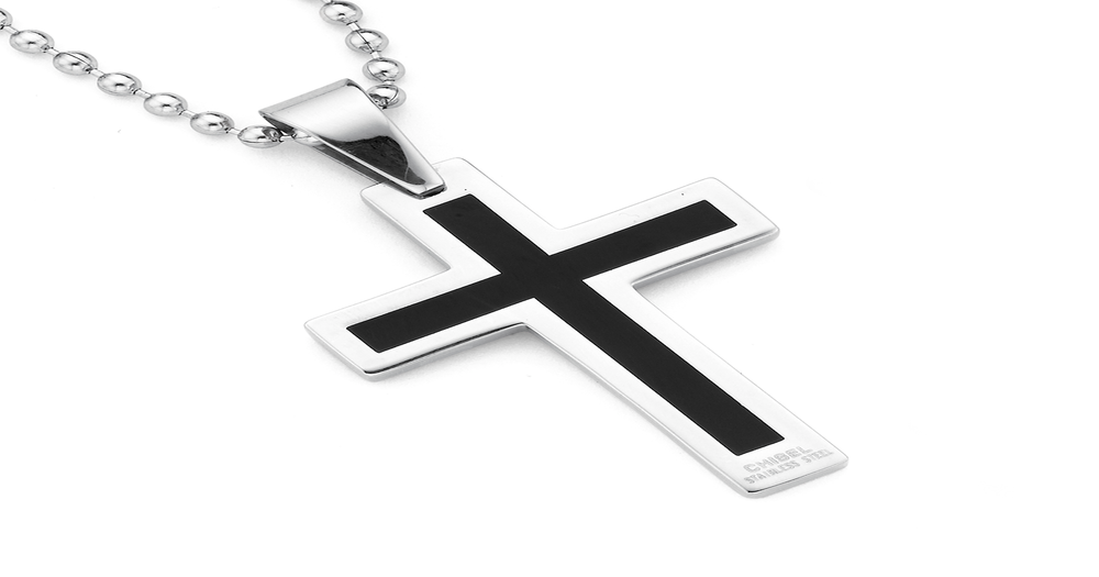 Steel Black Plate Centre Cross Pendant | Goldmark (AU)