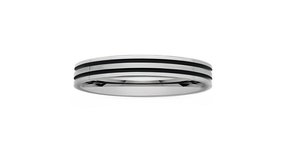 Tungsten Carbide Two Black Lines Ring | Goldmark (AU)