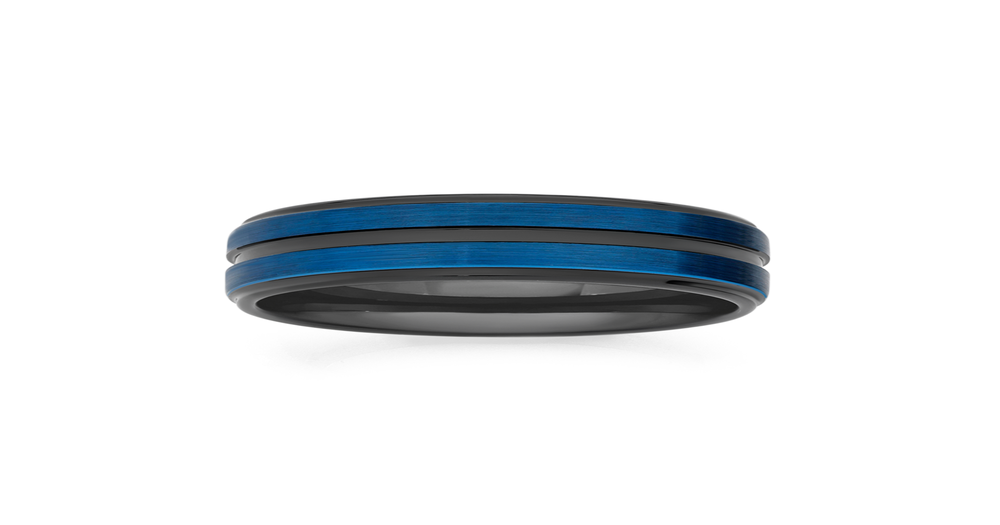 Tungsten Carbide Two Blue Lines Ring | Goldmark (AU)
